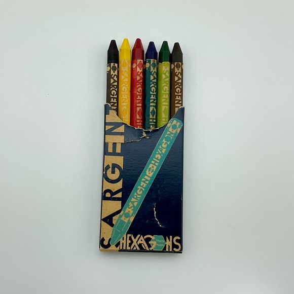 SARGENT | Other | Vintage Sargent Hexagons Wax Crayons 6 Pack Primary ...